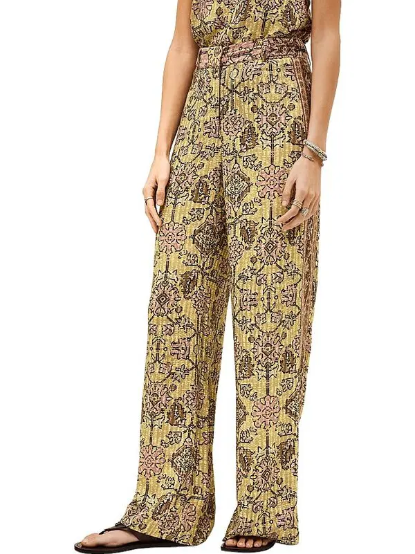 Ba&sh Printed Viscose Palazzo Pants - Yellow