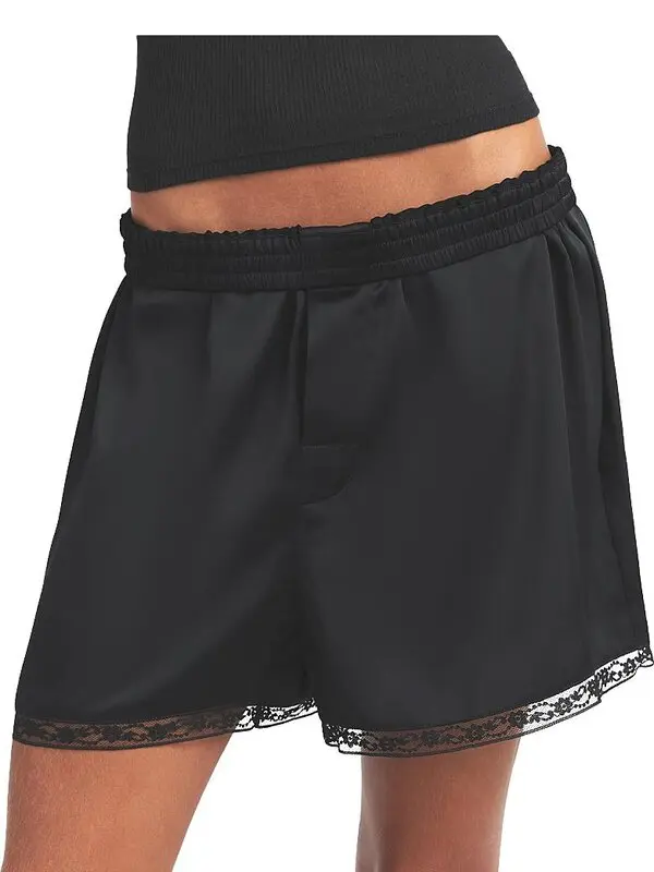 SKIMS Woven Shine Sleep Boxers - Onyx