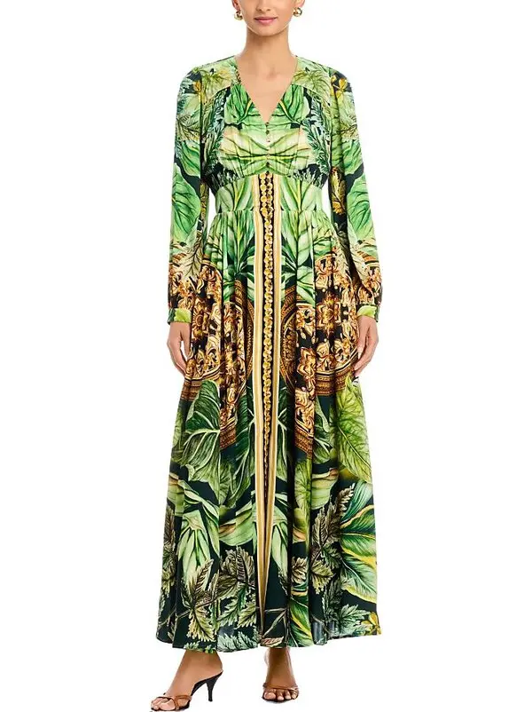 Elie Tahari The Alexandria Printed Silk Blend Maxi Dress - Atrium Garden Print