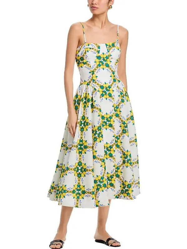 MILLY Livna Printed Midi Dress - Yellow Multi