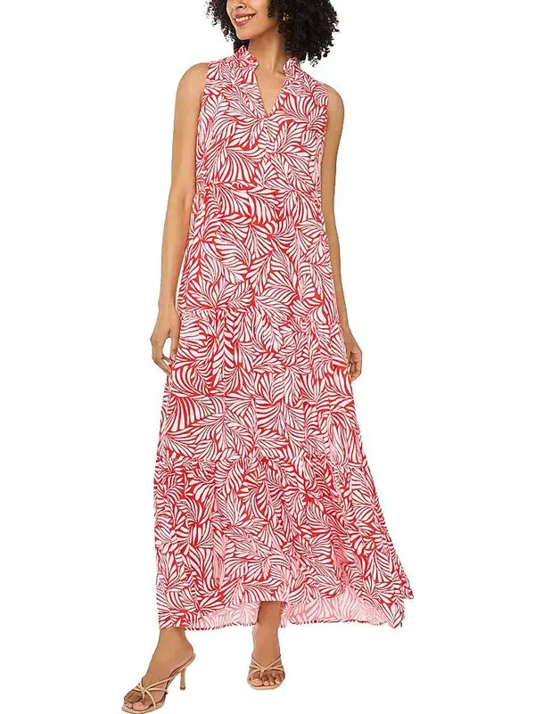 Vince Camuto Sleeveless V-neck Tiered Maxi Dress - Lobster Red