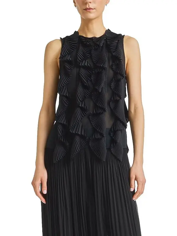 SAINT ART Neo Organza Pleated Top - Black