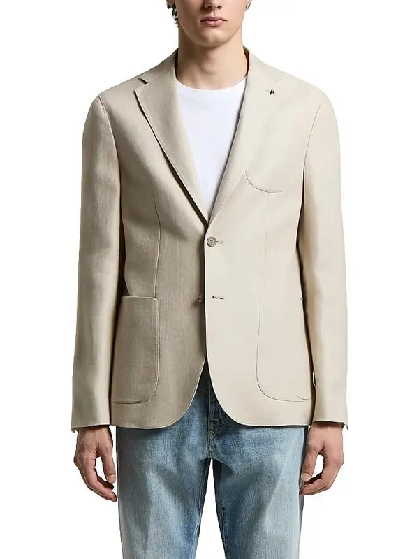 Peserico Single Breasted Linen Tailored Blazer - Marine Wood Beige