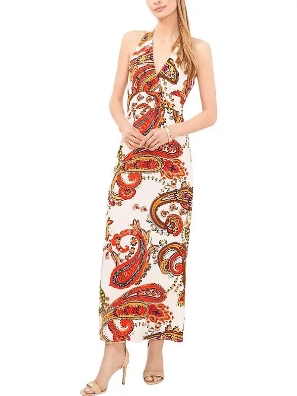 Vince Camuto Paisley Halter Neck Maxi Dress - New Ivory
