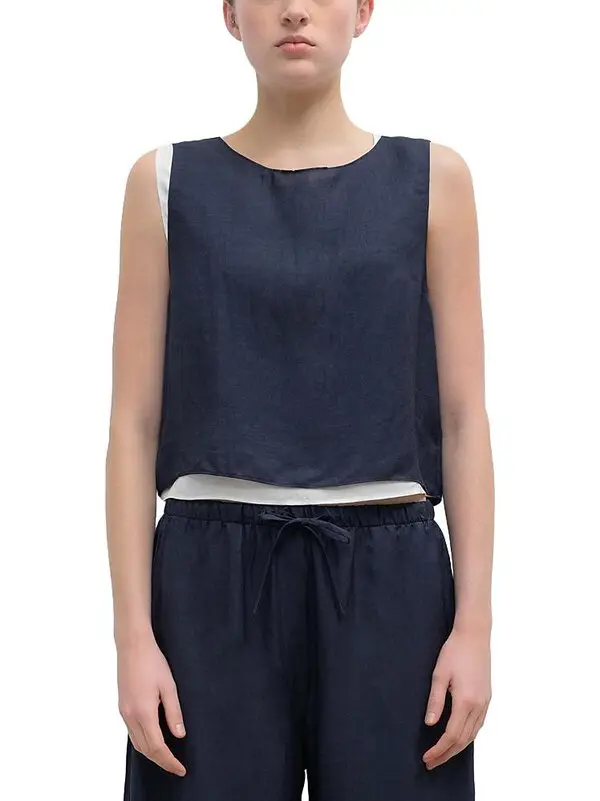 LESET Daniel Crop Sleeveless Crew Top - Midnight
