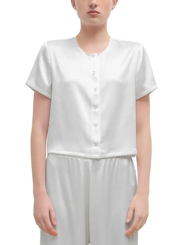 LESET Barb Short Sleeve Cardigan - Optic White