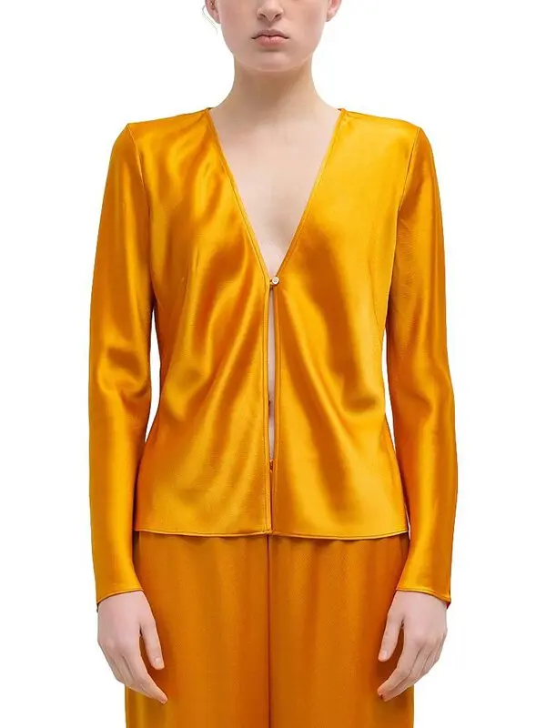 LESET Barb Button Long Sleeve Top - Mandarine