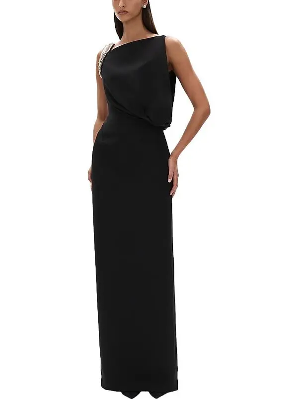 Rachel Gilbert Claudelle Embellished Column Gown - Black