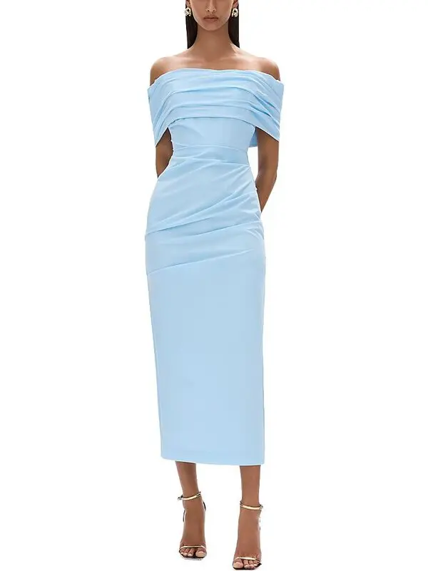 Rachel Gilbert Camille Off-the-shoulder Dress - Sky Blue
