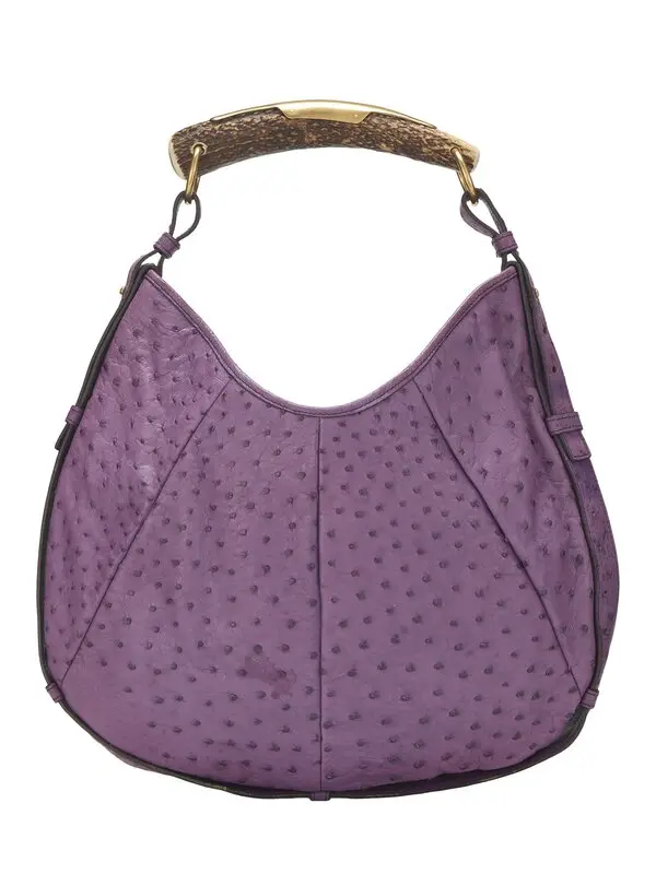 Saint Laurent Ostrich Mombasa Shoulder Bag - Purple