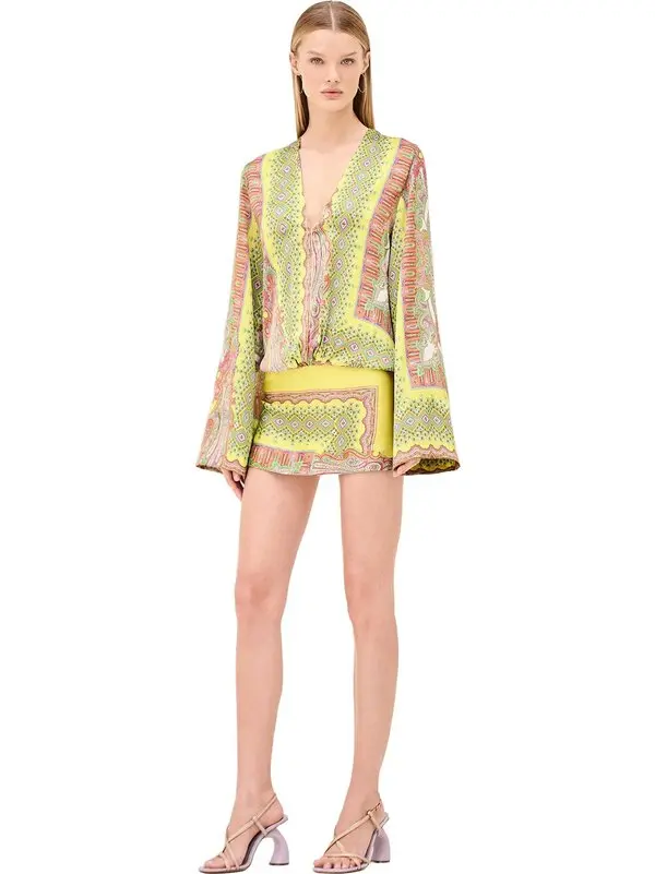 Alexis Marais Paisley Print Mini Dress - Yellow Paisley