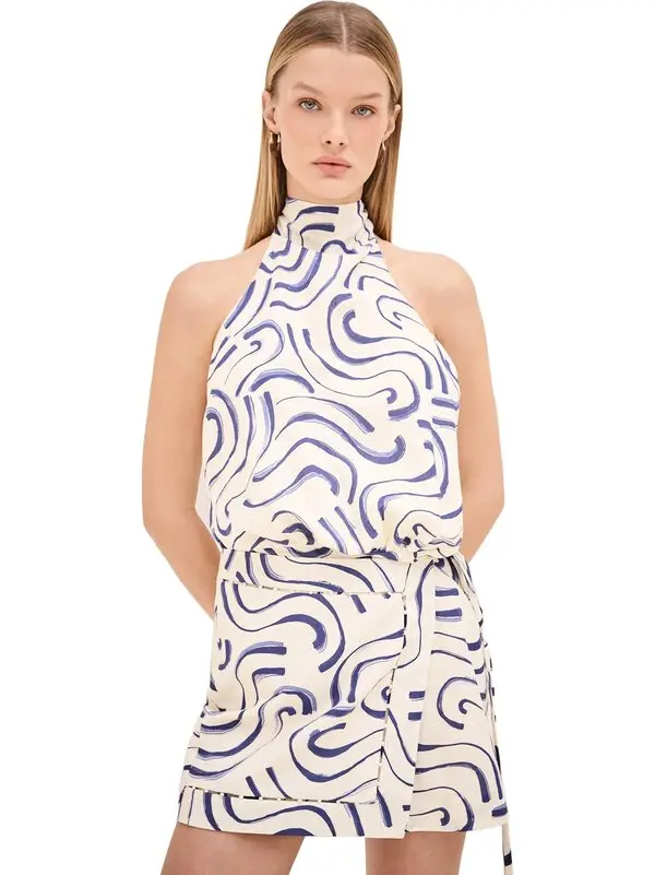 Alexis Sirenza Printed Mini Dress - Blue Wave