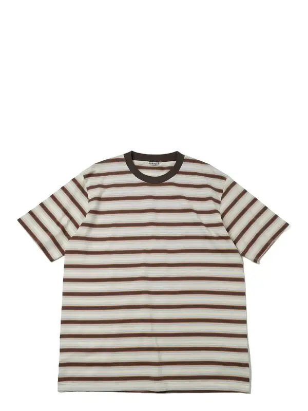 Auralee Striped Cotton T-shirt - Brown