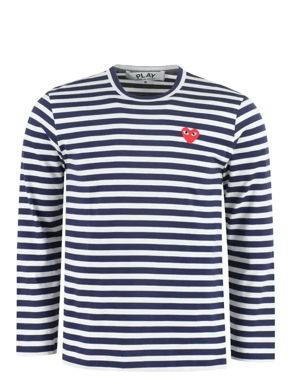 Comme Des Garçons Striped Cotton Long Sleeve T-shirt - Blu
