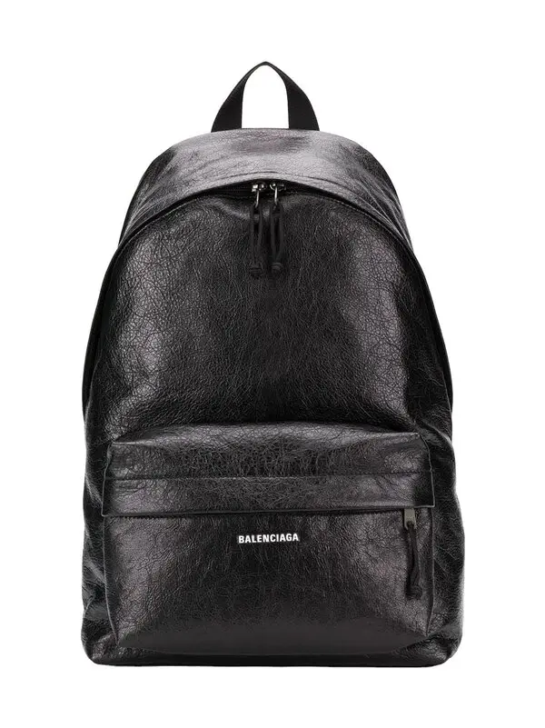 Balenciaga Explorer Leather Backpack - Black