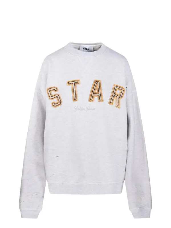GOLDEN GOOSE Logo Cotton Sweatshirt - Grigio Chiaro
