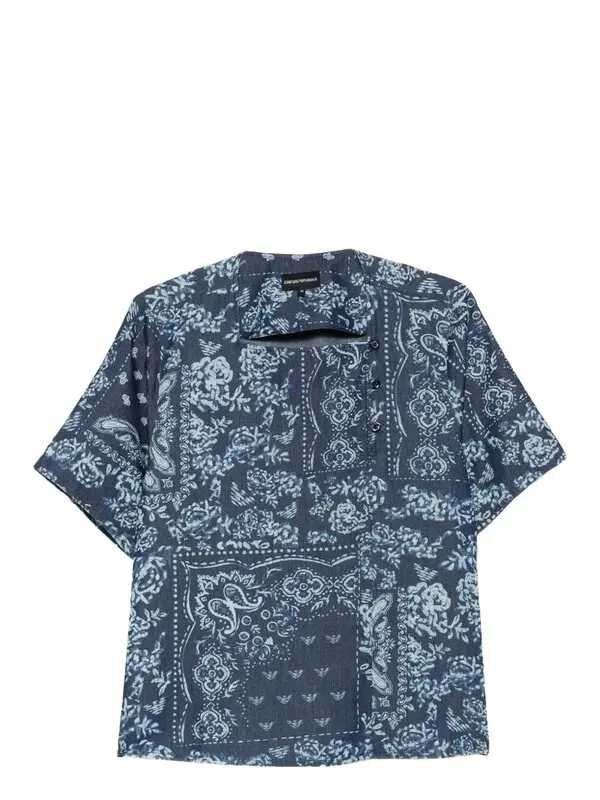 Emporio Armani Printed Cotton T-shirt - Blu