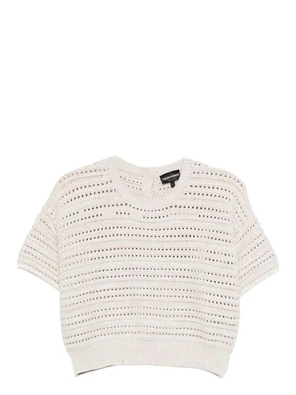 Emporio Armani Cotton Open Knit Cardigan - Beige