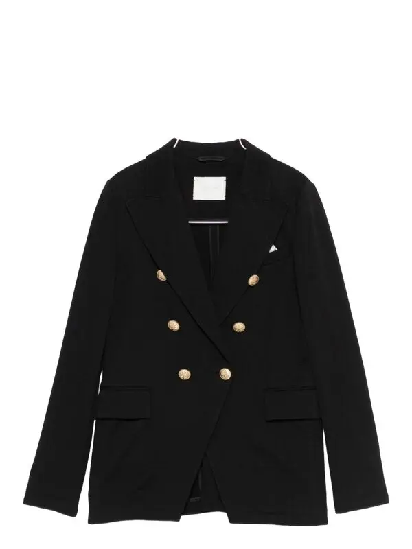 CIRCOLO 1901 Black Cotton Double Breasted Jacket - Nero