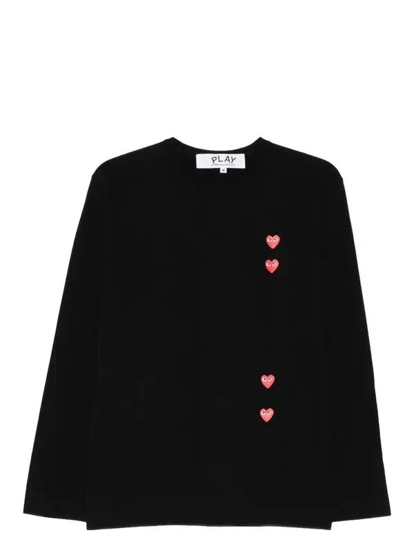 Comme Des Garçons Heart Print Long Sleeve T-shirt - Nero