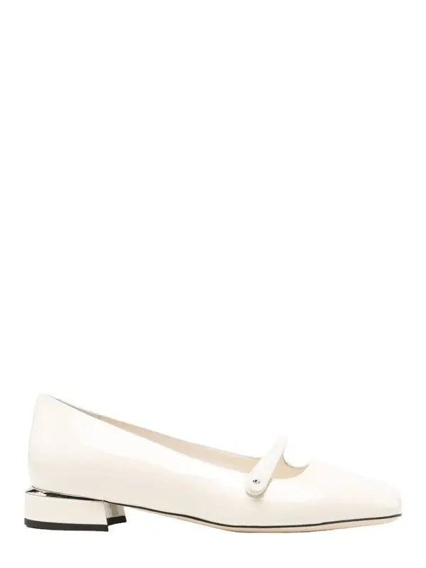 JIMMY CHOO Elisa Patent Leather Ballet Flats - Bianco