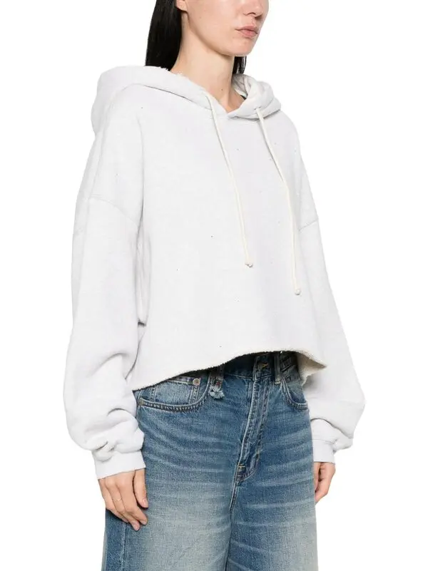 GOLDEN GOOSE Cotton Cropped Hoodie - Grigio Chiaro