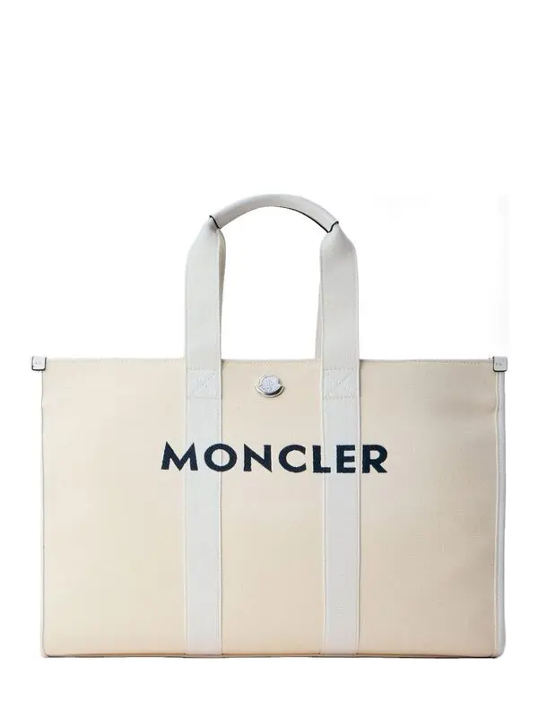 Moncler Logo Canvas Tote Bag - Bianco