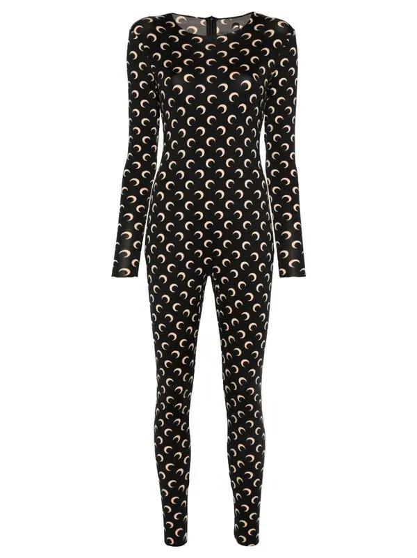 MARINE SERRE Signature Moon Print Catsuit - Nero