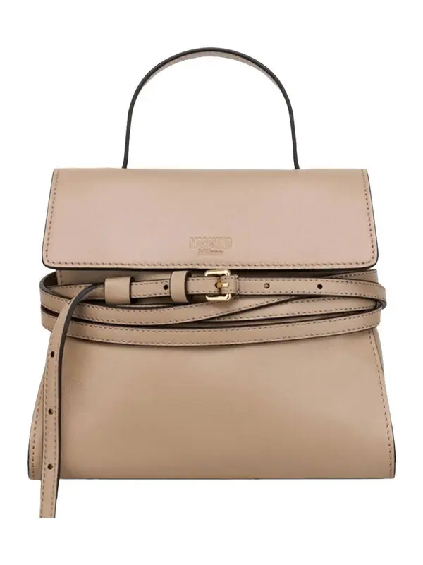 Moschino Tie Me Small Leather Handbag - Beige