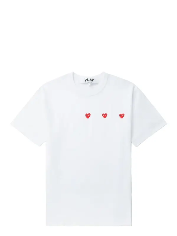 Comme Des Garçons Heart Print Cotton T-shirt - White