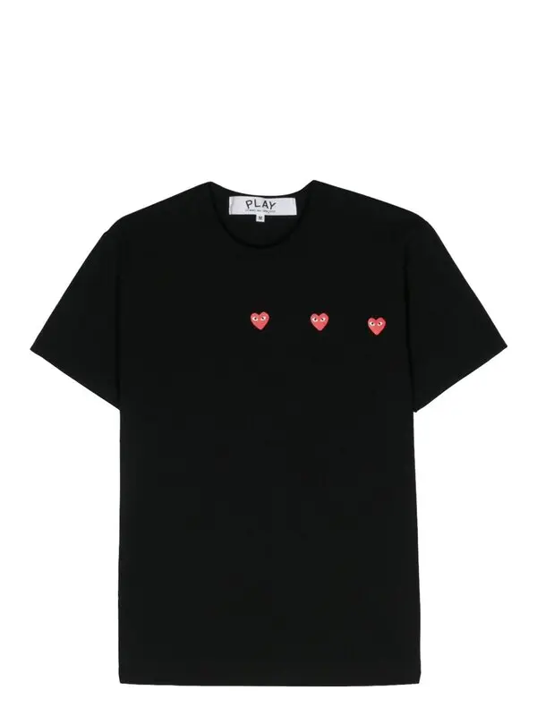 Comme Des Garçons Heart Print Cotton T-shirt - Black