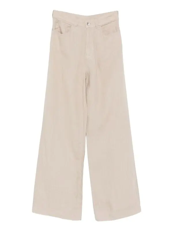 Emporio Armani Linen Wide Leg Trousers - Beige