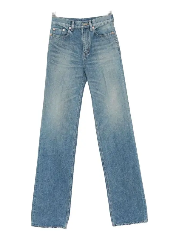 Saint Laurent Flared Cotton Denim Jeans - Blu