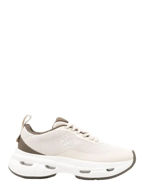 Emporio Armani Beige Logo Detail Sneakers - Bianco
