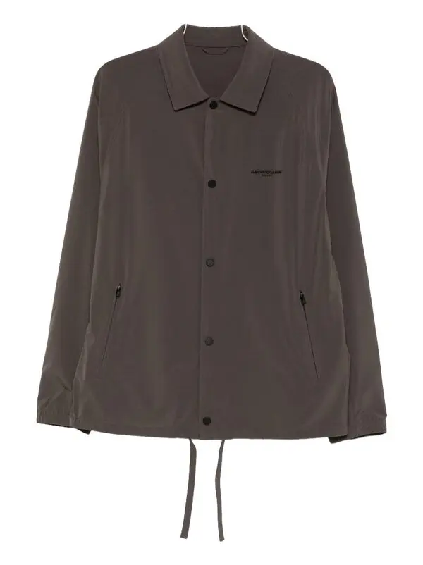 Emporio Armani Logo Embroidered Overshirt - Marrone