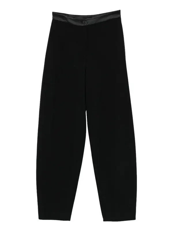 Emporio Armani Black Satin Trim Tapered Trousers - Nero