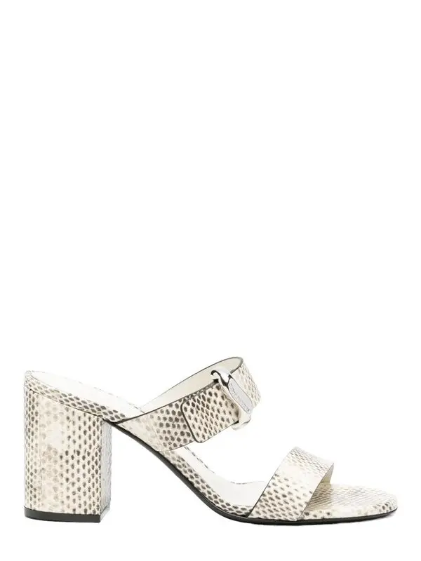 Emporio Armani Leather Mules - Grigio Chiaro