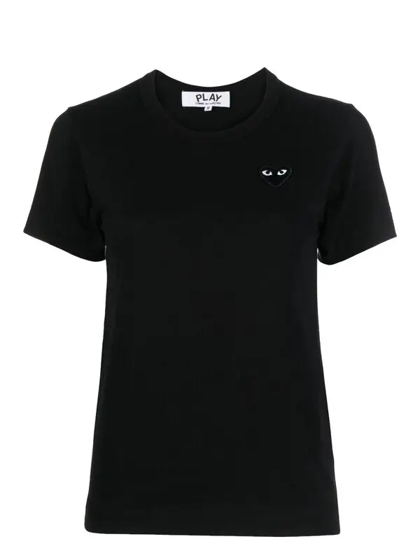 Comme Des Garçons Cotton T-shirt With Heart Logo - Black