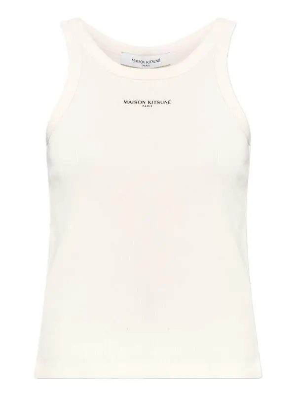 Maison Kitsuné Ribbed Logo Tank - Beige
