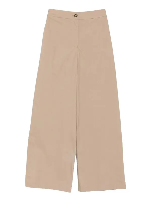 Emporio Armani Cotton Wide Leg Trousers - Beige