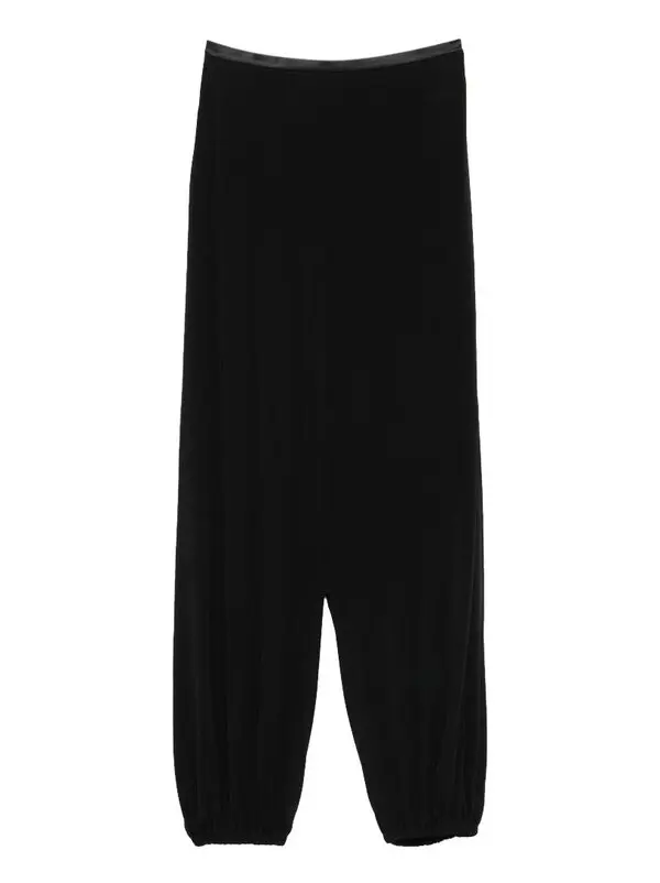 Emporio Armani Black Jersey Wide Leg Gathered Cuffs Trousers - Nero