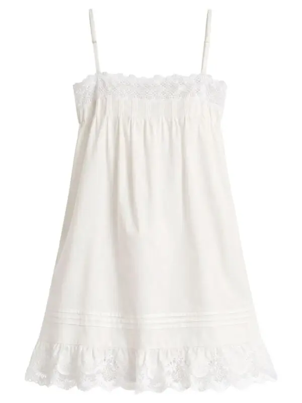 Saint Laurent Embroidered Cotton Mini Dress - Bianco