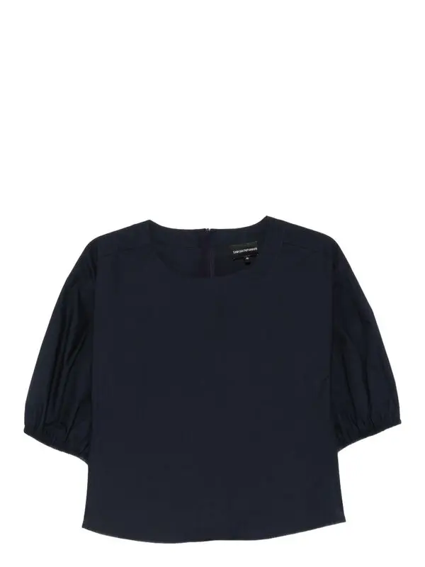 Emporio Armani Cotton Puff Sleeve Blouse - Blu