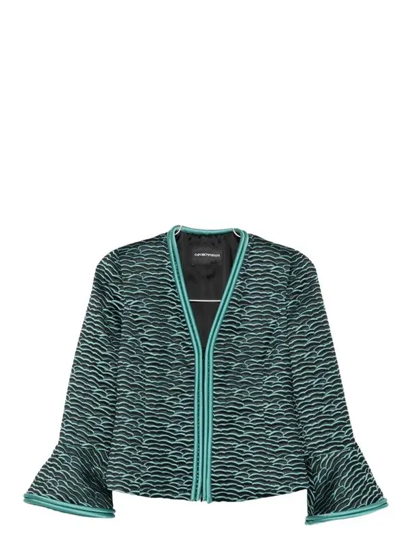 Emporio Armani Textured Ruffled Sleeve Jacket - Nero