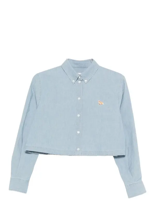 Maison Kitsuné Baby Fox Cropped Shirt - Azzurro