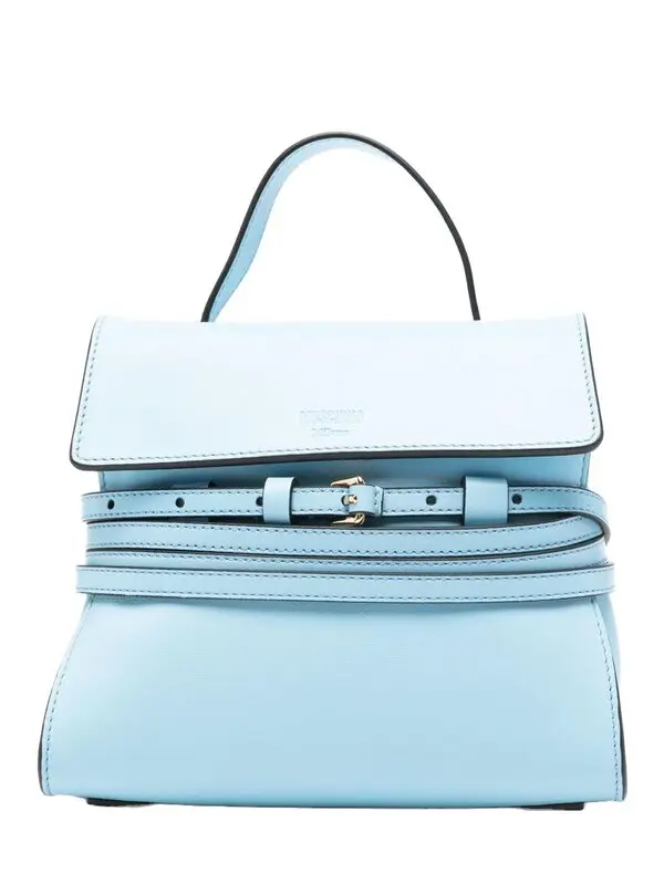 Moschino Tie Me Small Leather Handbag - Clear Blue