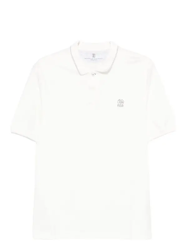 Brunello Cucinelli Logo Cotton Polo Shirt - Bianco