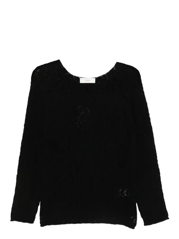 DUNST Crochet Crewneck Jumper - Nero