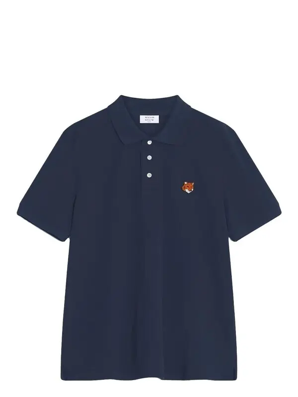 Maison Kitsuné Fox Head Embroidered Cotton Polo Shirt - Blu