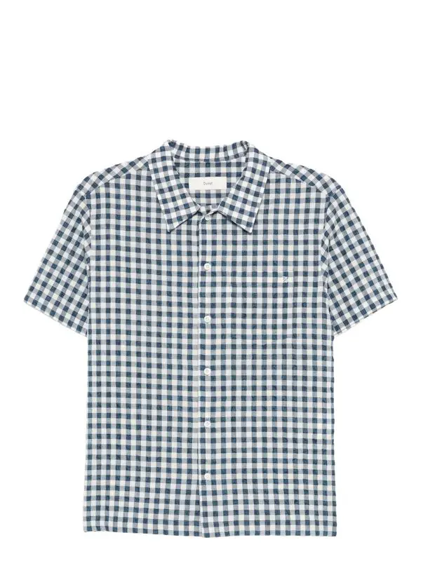 DUNST Checked Cotton Blend Shirt - Blu
